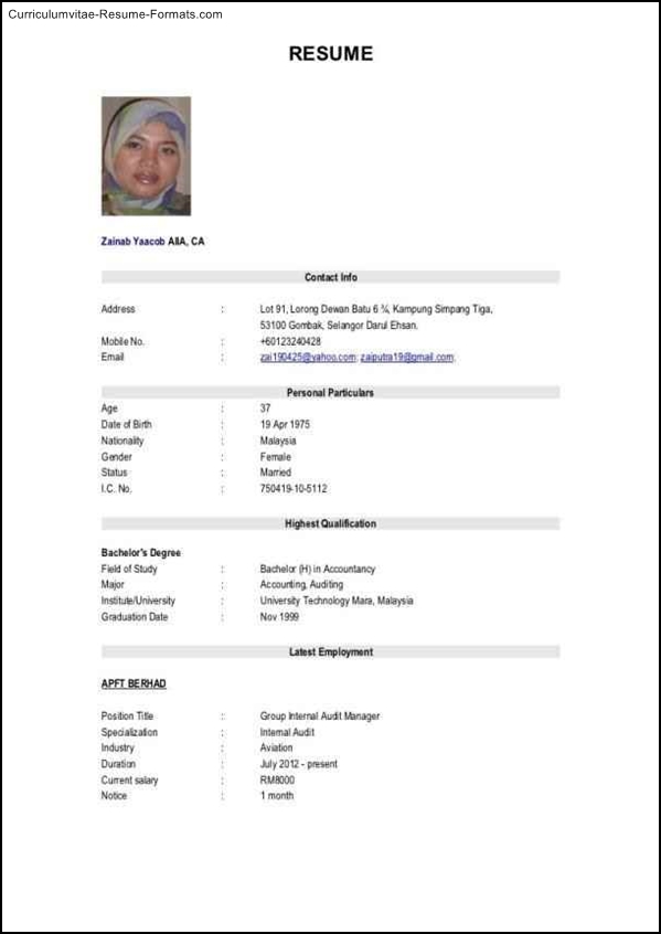 Job Application Resume Template Free Samples Examples Format